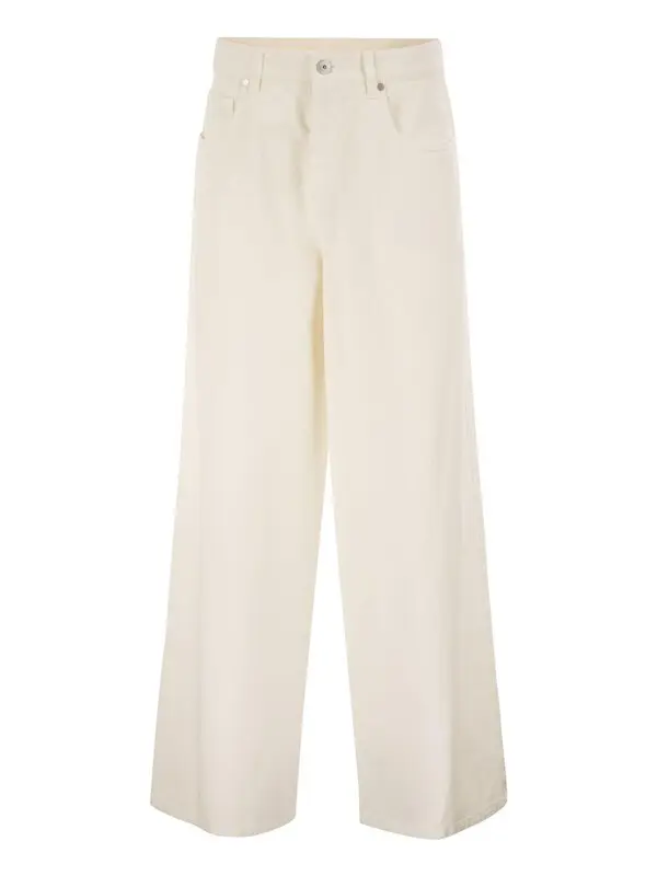 Brunello Cucinelli Relaxed Trousers In Dyed Denim - Cream