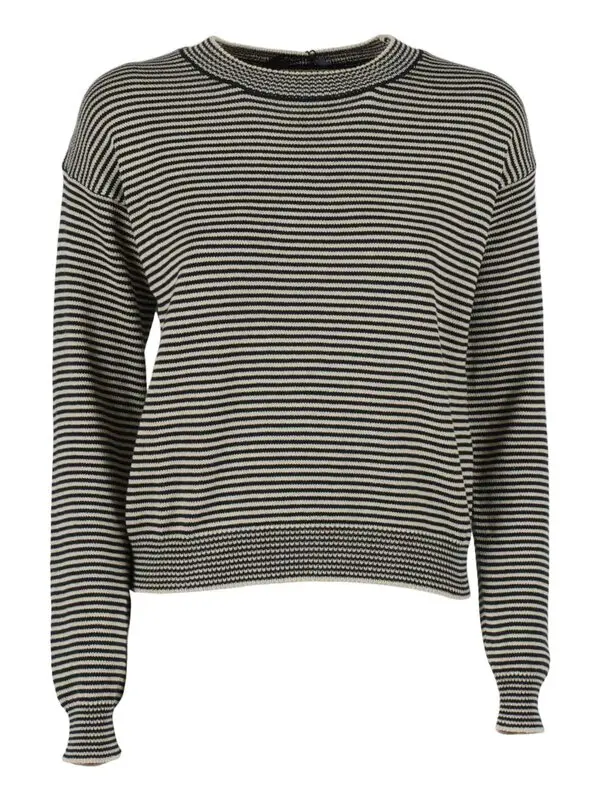 Max Mara Striped Cotton Crew Neck Pullover - Cream