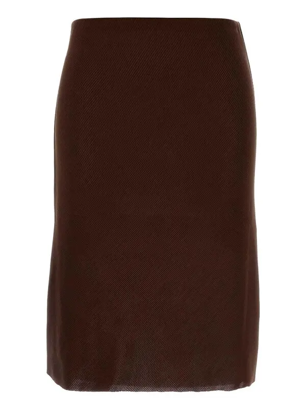 Miu Miu Silk Skirt - Brown