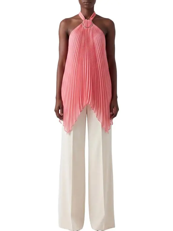 Max Mara Valzer Pleated Polyester Top - Pink
