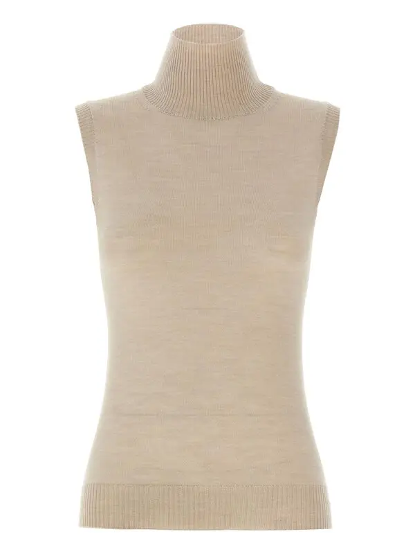 Sportmax Vertigo Pure Wool Sleeveless Top - Cream