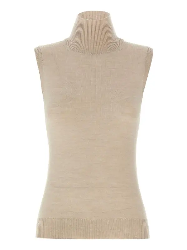 Sportmax Vertigo Pure Wool Sleeveless Top - Cream