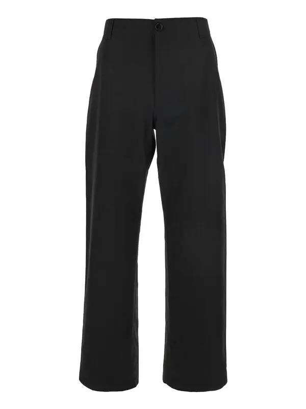 Gucci Black Pants With Belt Loops And Web Detail On The Rear In Cotton - Multicolor