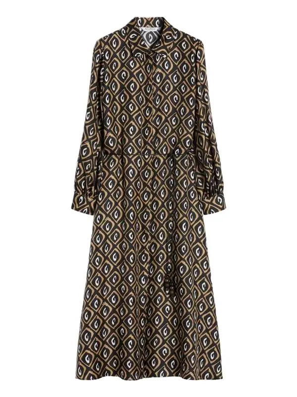 Max Mara Printed Silk Twill Shirt Dress - Black