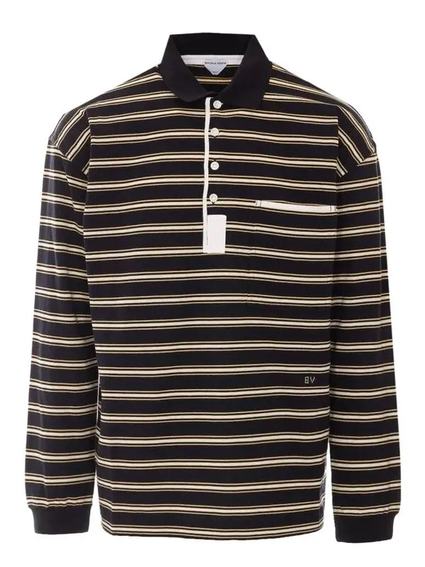 Bottega Veneta Logo Long Sleeves Polo - Blue