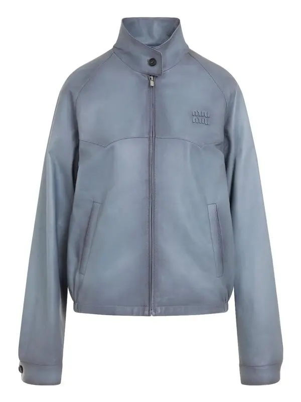 Miu Miu Nappa Leather Jacket - Blue