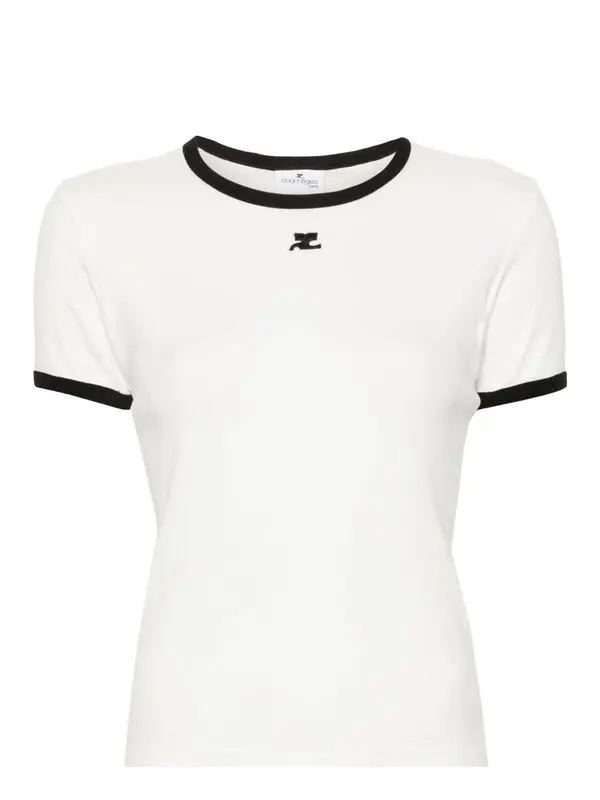 COURREGES Signature Contrast T-shirt - White