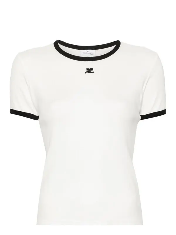 COURREGES Signature Contrast T-shirt - White