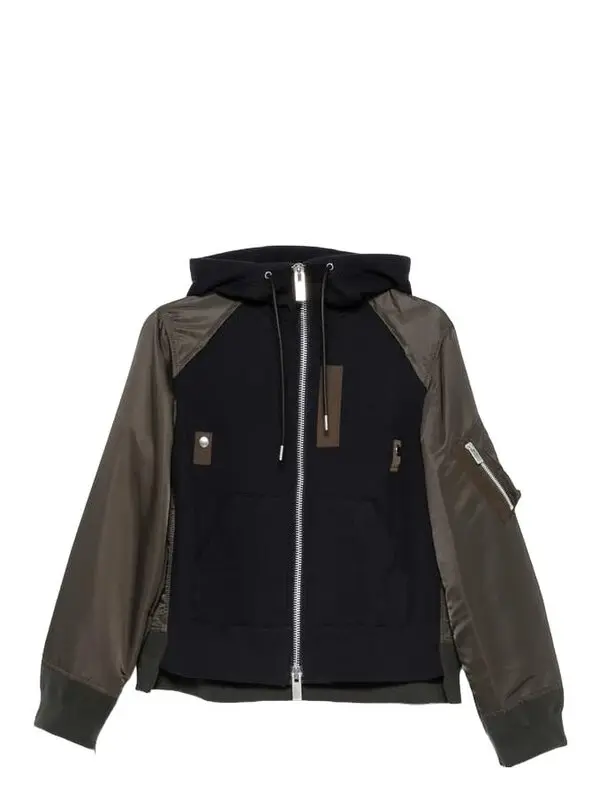 Sacai Bomber Jacket With Contrast Panelling - Black