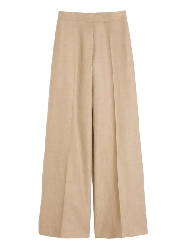 Max Mara Regular-fit Linen Natté Trousers Camel - Brown