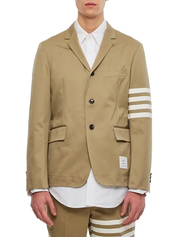 Thom Browne Classic Sport Jacket With 4 Bar In Cotton Twill - Multicolor