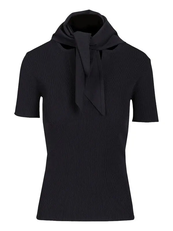 Max Mara Viscose Crepe Scarf Sweater - Blue
