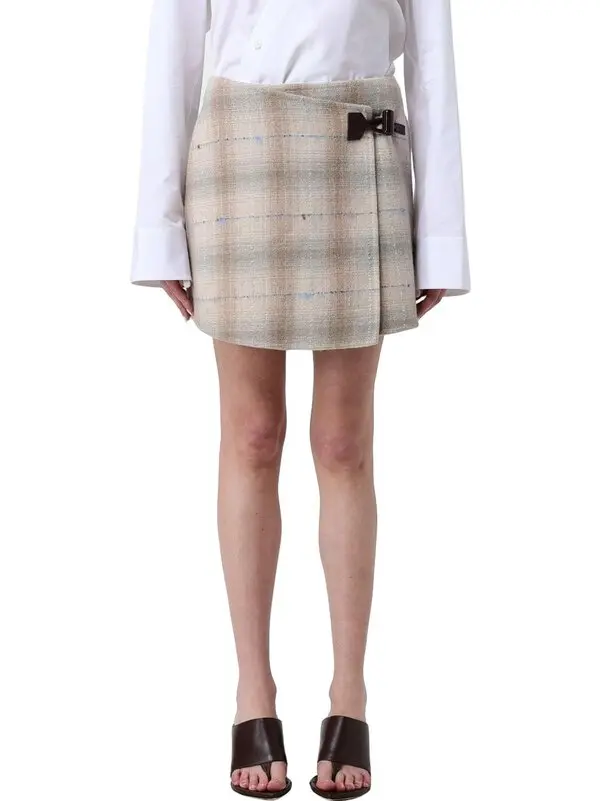 Loewe Check Wool And Cashmere Mini Skirt - Cream