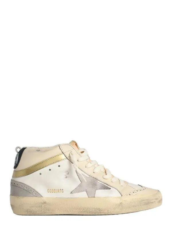 GOLDEN GOOSE Mid Star Double Quarter Pele Sneakers - White