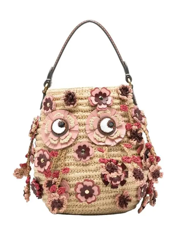 ANYA HINDMARCH Mini Woven Raffia Owl Bag - Cream