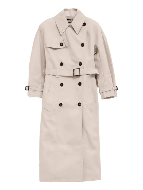 Jacquemus Double-breasted Trench Coat With Belt - White