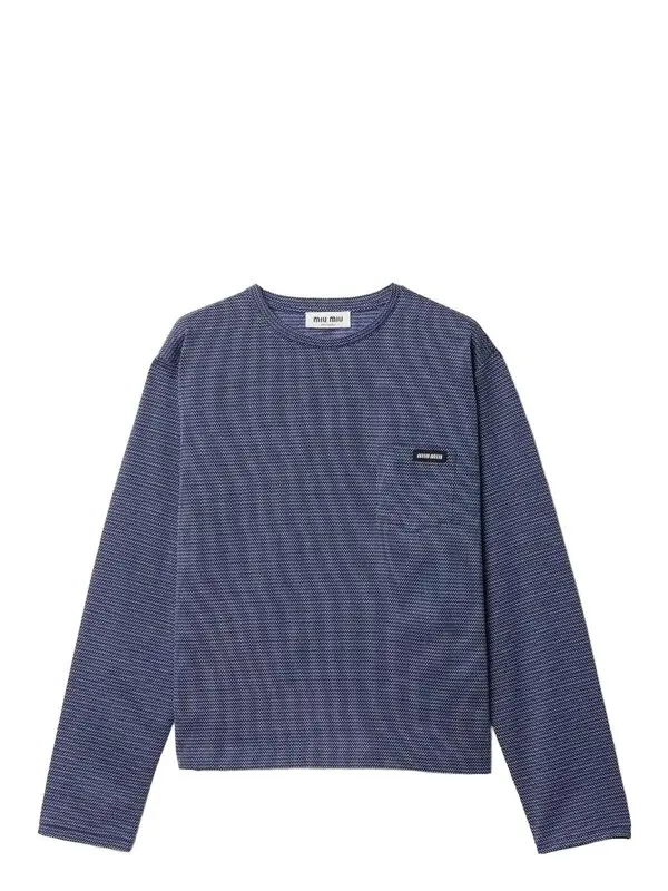 Miu Miu Bicolor Jersey T-shirt With Logo - Blue