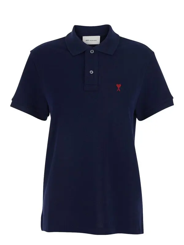 AMI Paris Cotton Embroidered Polo Shirt - Multicolor