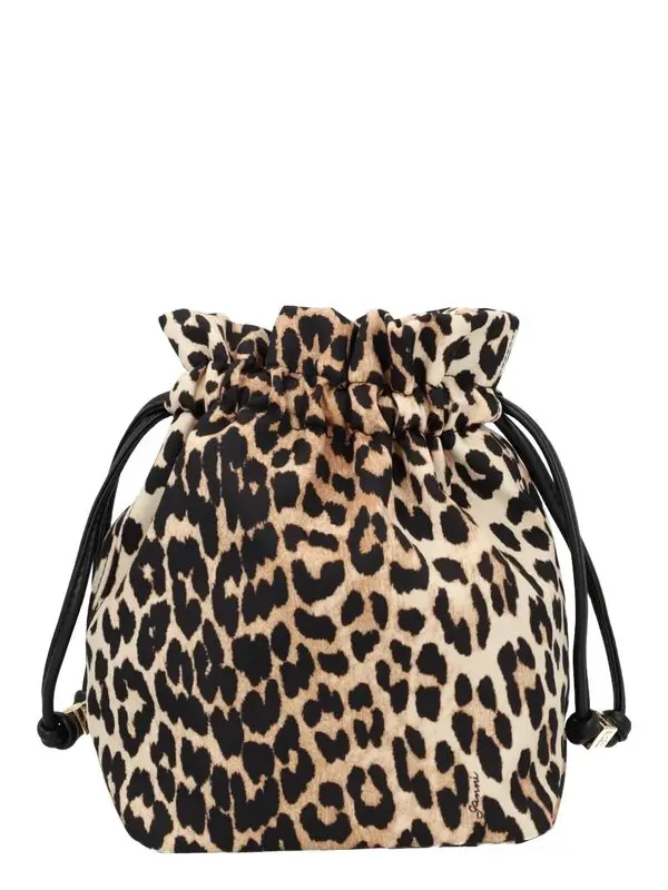 GANNI Animal Print Drawstring Bucket Bag - Multicolor