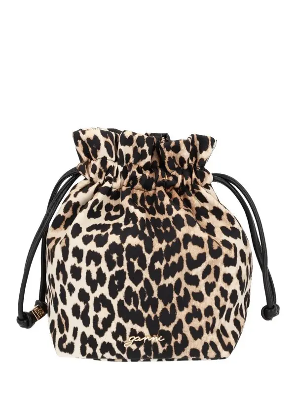 GANNI Animal Print Drawstring Bucket Bag - Multicolor