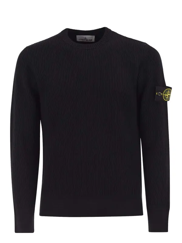 Stone Island Crew-neck Jumper With Ribbed Edges - Blue