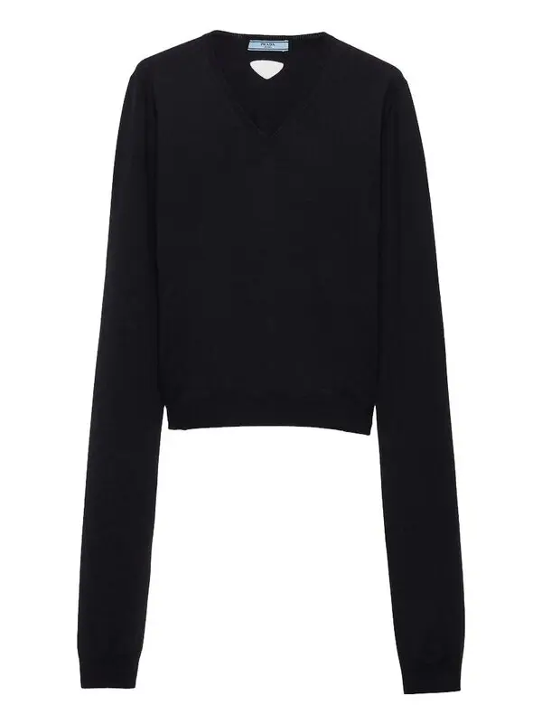 Prada Virgin Wool V-neck Sweater - Blue