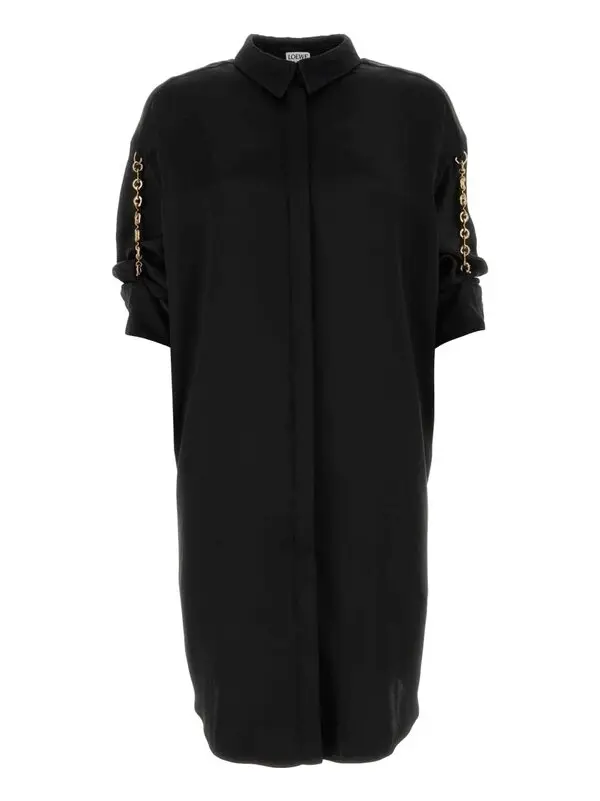 Loewe Satin Shirt Dress - Black