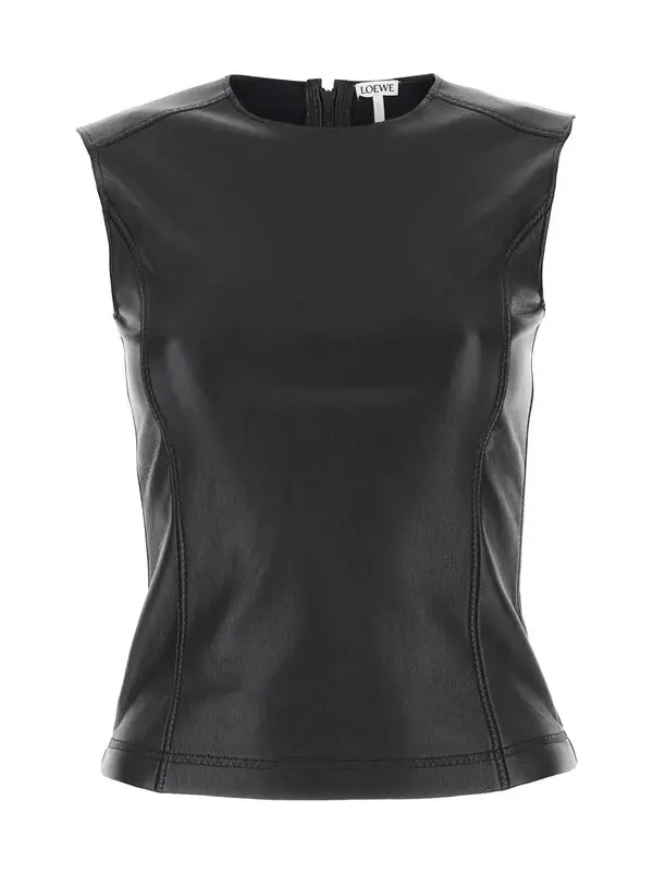 Loewe Leather And Fabric Top - Black