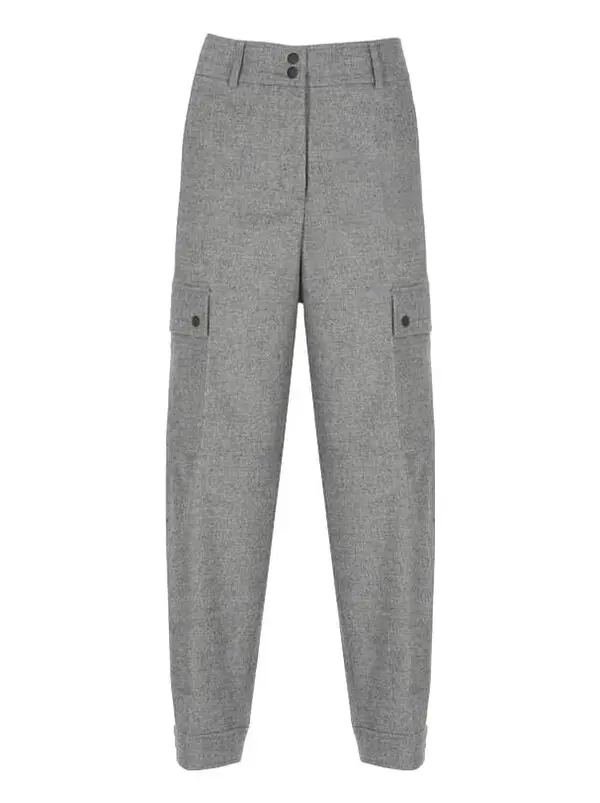 Peserico Wool-blend Melange Cargo Trousers - Gray