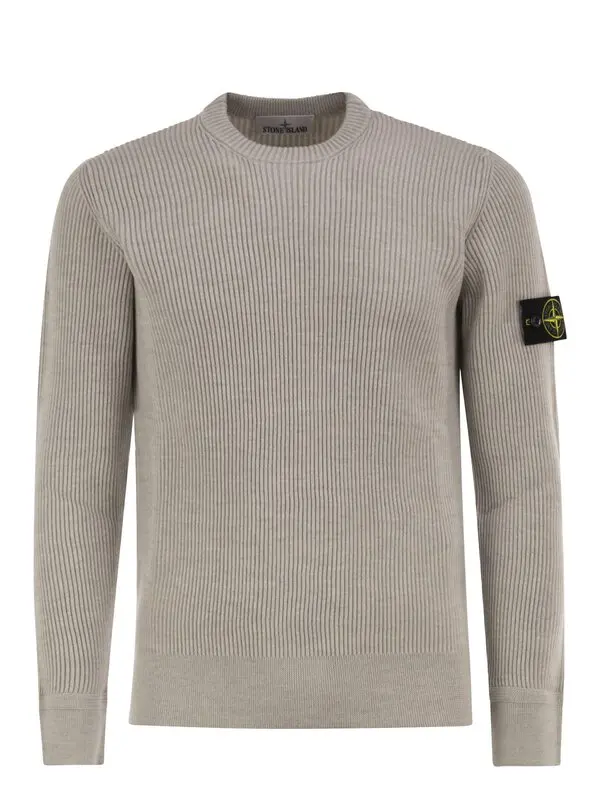 Stone Island Virgin Wool Ribbed Pullover - Multicolor