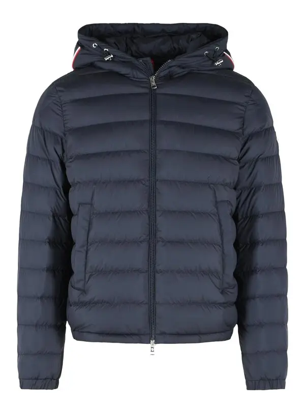 Moncler Navy Polyester Short 'vermeille' Hooded Down Jacket - Blue