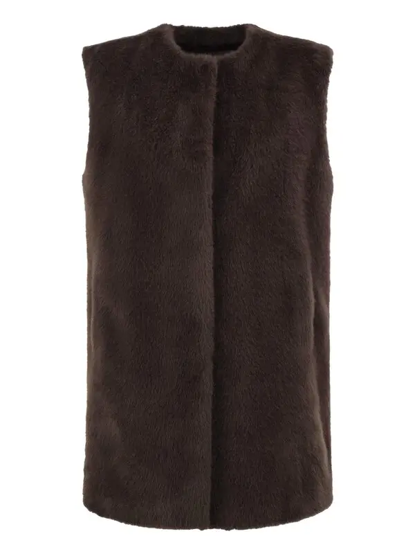 Herno Long Faux Fur-effect Gilet - Brown