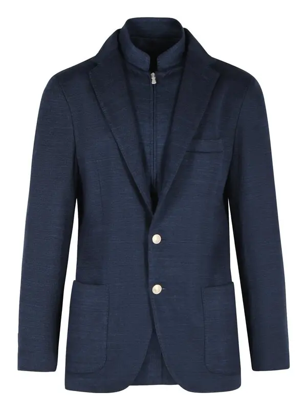 Eleventy Dark Cotton Blend Blazer - Blue