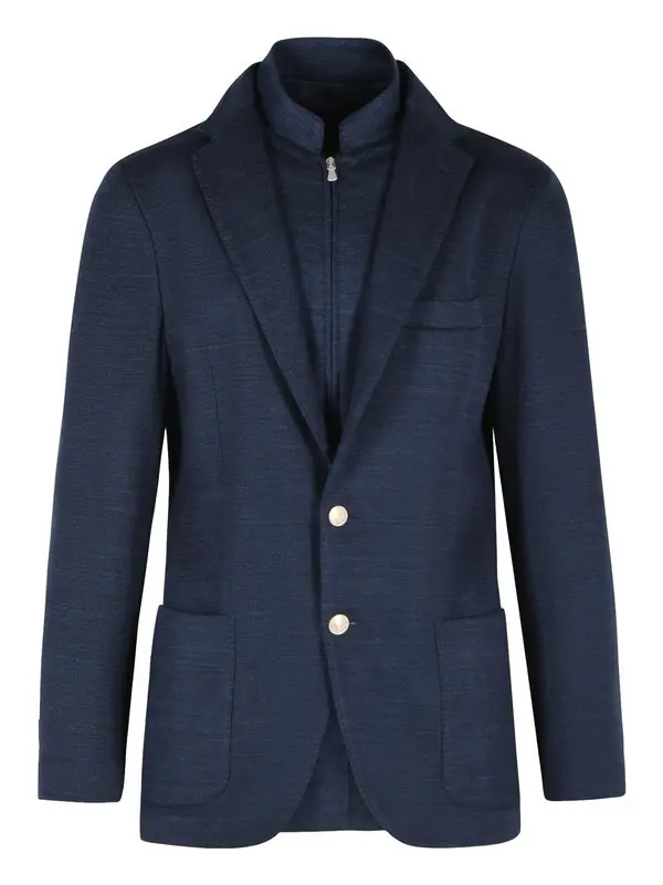 Eleventy Dark Cotton Blend Blazer - Blue