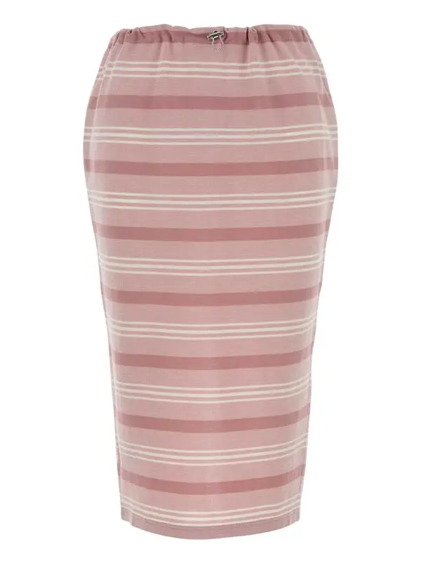 Prada Striped Cotton Midi Skirt - Cream