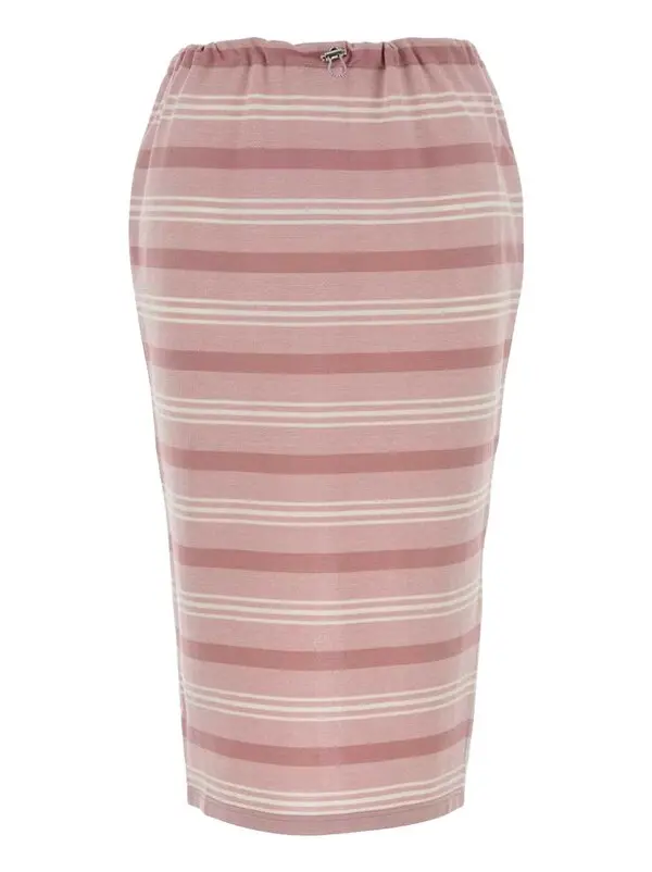 Prada Striped Cotton Midi Skirt - Cream