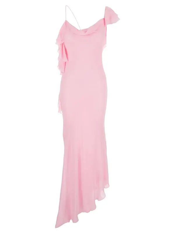 SELF-PORTRAIT Long Georgette Dress With Ruffles - Multicolor