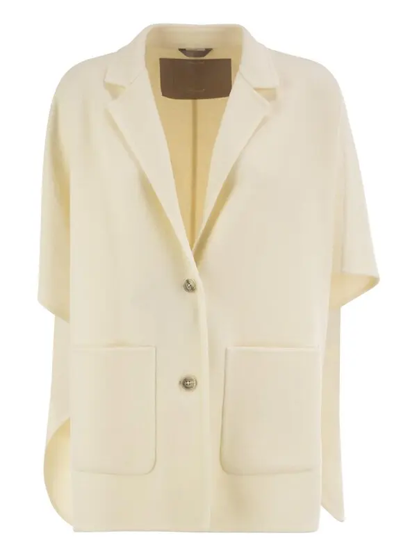 Herno Double Wool Cape With Lapel Collar - White