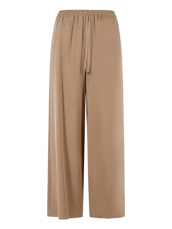 Max Mara Genero Wide Trousers In Washed Hazelnut Silk - Cream
