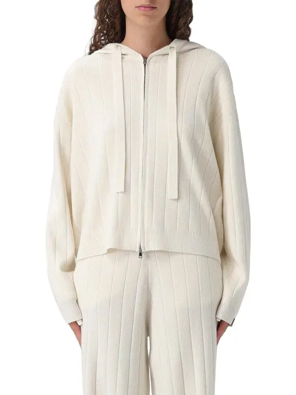 Max Mara Zip-up Cashmere Knit Hoodie - White