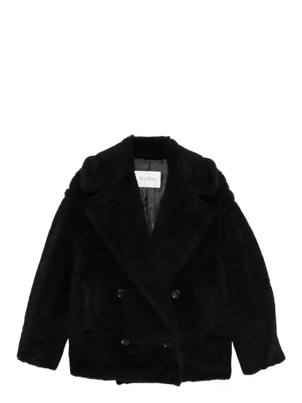 Max Mara Shearling And Alpaca Wool Double-breasted Jacket - Black