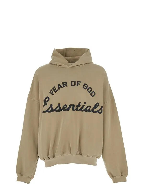 Fear Of God Beige Hoodie With Fixed Hood And Maxi Logo Lettering On The Front In Cotton For - Multicolor
