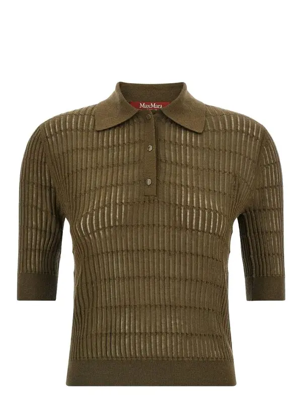 Max Mara Wool And Silk Knit Polo Shirt - Green