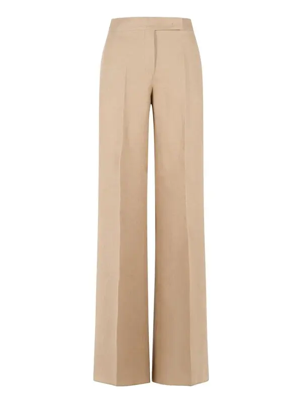 Max Mara Regular Fit Linen Natté Trousers - Cream