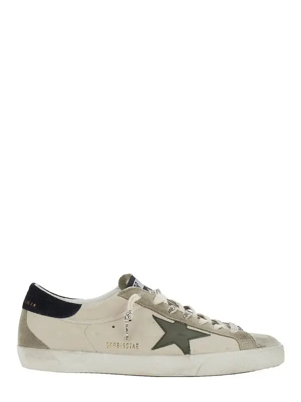 GOLDEN GOOSE Superstar' Beige Low Top Sneakers With Star Patch On The Side And Contrasting Heel With Logo Lettering In Suede For - Multicolor