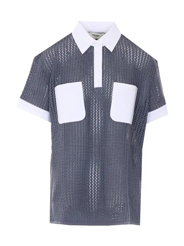 Fendi Military Mesh Polo - Gray