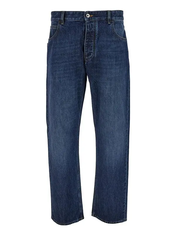 Bottega Veneta Straight Jeans With Logo Patch - Multicolor