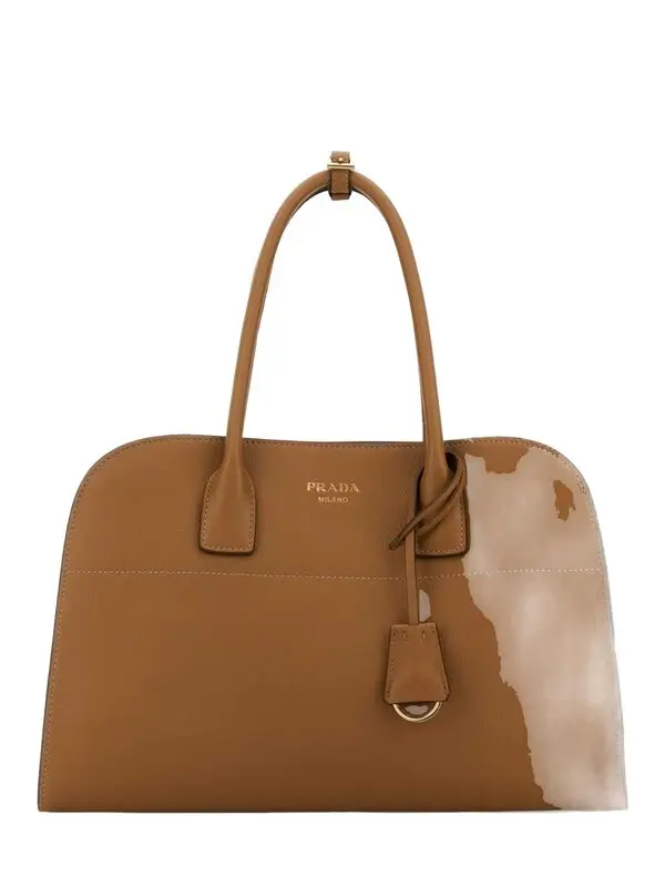 Prada Camel Leather Medium Shopping Bag - Brown