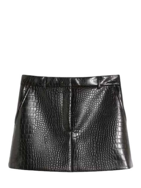 Sportmax Patent Leather Alligator Mini Skirt - Black