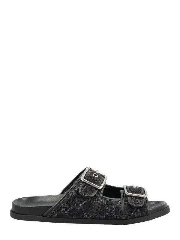 Gucci Gg Monogram Sandals - Black